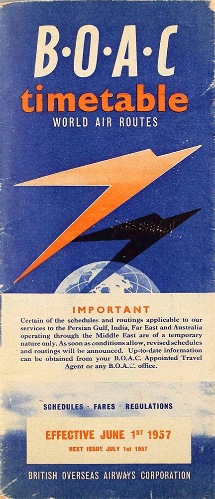 BOAC - British Overseas Airways Corp.Timetable Image Gallery > Class 1A ...